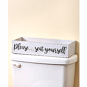 The Lakeside Collection Toilet Tank Topper Tray - Please Seat Yourself - Novelty Bathroom Décor