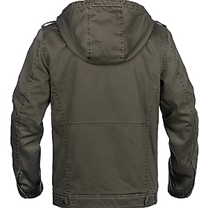 whattry Mens Casual Washed Cotton Military Jacket Warm Canvas Windbreaker