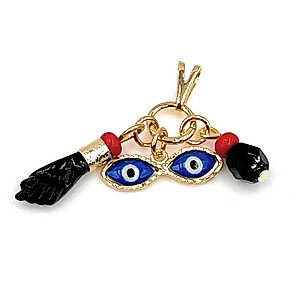 Gold Filled Azabache Pendant Prosperity & Good Fortune Evil Eye Protection Jewelry