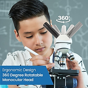 AmScope 40X-1000X Biology Science Metal Glass Student Microscope with 3MP Digital Camera
