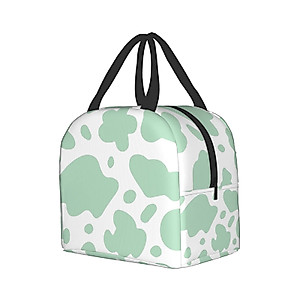 Senheol Mint Green Cow Animal Lunch Box, Insulation Lunch Bag for Women Men, Reusable Lunch Tote Bags Perfect for Office Camping Hiking Picnic Beach Travel