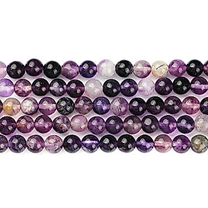 8mm Natural Purple Fluorite Gemstone Round Loose Beads Crystal Stone Bracelet Necklace Accessories Crafts for Jewelry Making DIY,1 Strand 15"