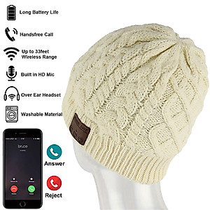 Wireless Beanie Hat Women Beanie Headphones V5.0 Wireless Beanie Headset Winter Cap Over Ear Music Handsfree Outdoor Sports Earphones with Mic Speaker Unisex Men Boys beanie hat