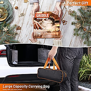 Blackstone Griddle Accessories Kit, 14pcs Flat Top Grill Accessories Set for Blackstone and Camp Chef, Enlarged Spatulas, Basting Cover, Scraper, Tongs, Grill Spatula Kit for Outdoor BBQ