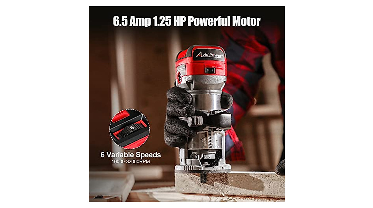 AVID POWER 1.25 HP Compact Router with Variable Speed & Accessories