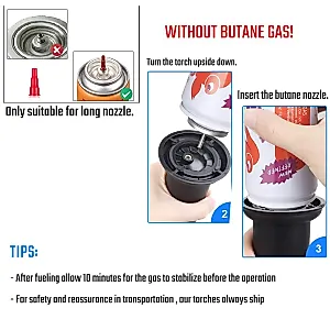Butane Torch, JUN-L Big Blow Torch Refillable Cooking Torch Lighter, Adjustable Flame for Desserts, BBQ, Soldering with Safety Lock (Butane Gas Not Included) (Black)