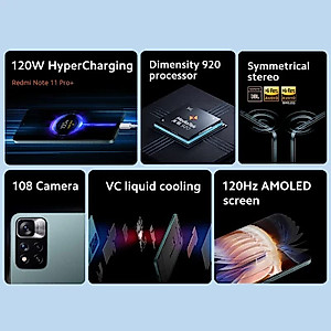 Xiaomi Redmi Note 11 Pro+ Plus 5G + 4G 128GB + 8GB Unlocked 6.67" 108MP Night Mode (Not Verizon Sprint Boost Cricket Metro At&T) + (w/Fast Car 51W Charger Bundle) (Purple)