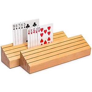 Yellow Mountain Imports Extra-Wide Solid Beechwood Playing Card Holders - Set of 2