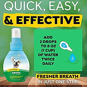 TropiClean Fresh Breath Drops for Dogs | Travel Ready Dog Breath Freshener Concentrated Water Additive Drops | Made in the USA | 2.2 oz.