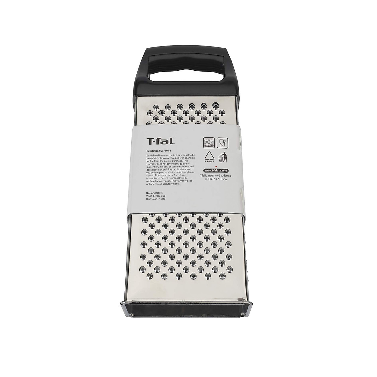 Stainless Steel Box Grater (9 x 4 x 3 inches), 4 Sided Hand Shaver, Grater and Slicer, Great for Parmesan Cheese, Vegetables, Ginger, XL Size, Black handle