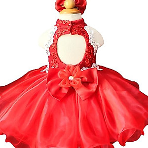Jenniferwu G035 Infant Toddler Baby Newborn Little Girl's Pageant Party Birthday Dress RED SIZE12-18M