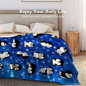 Penguin Blanket Flannel Soft Cute Penguins Throw Blankets Animal Penguin Gifts Decor for Girls 50"x40"