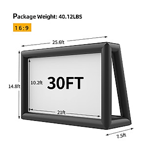 PPXIA Inflatable Screen Outdoor 30ft with Air Blower, Extra Large Blow Up Projector Screen for Outside Movie Nights Home Theater Backyards Pool BBQ Party Fun, Supports Front and Rear Projection