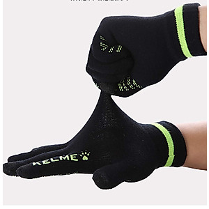 KELME Winter Gloves Unisex for Kids and Adults - Thermal Warm Knit Touch Screen Fingers Anti Slip - Running Glove Mittens (Black/Orange, Large (Adult))