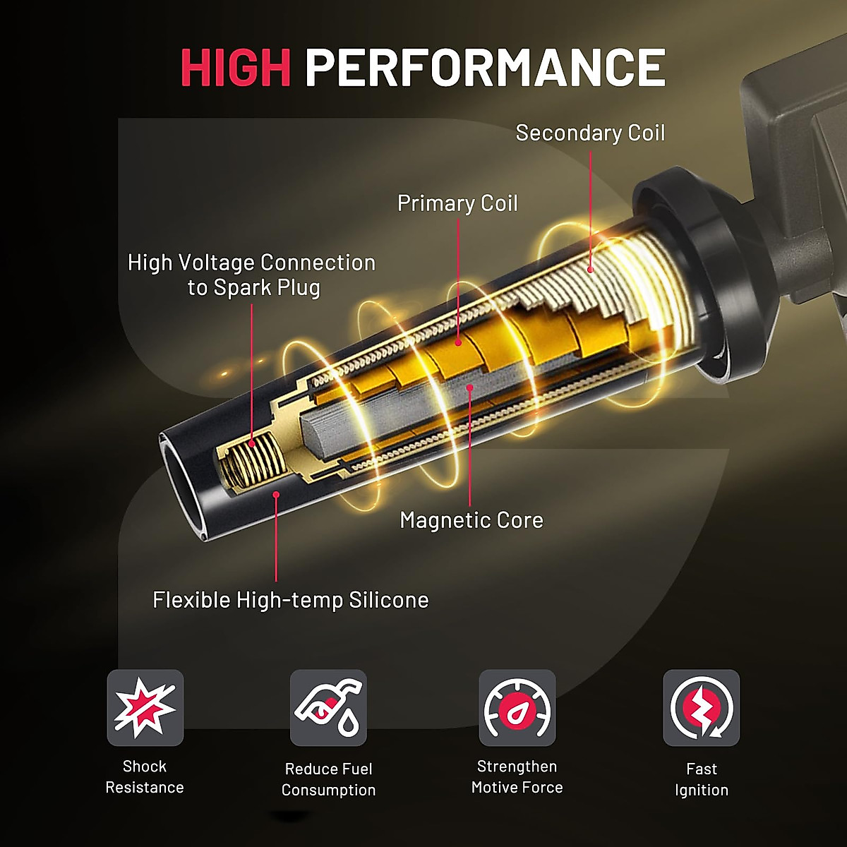 BDFHYK Ignition Coil Pack Set of 6 Compatible with 2003-2007 Nissan 350Z & Infiniti FX35, G35, M35, Infiniti G35 Coupe 2006, Coil for V6 3.5L Replace UF401,C1439,6734025, 22448AL615,22448AL61C