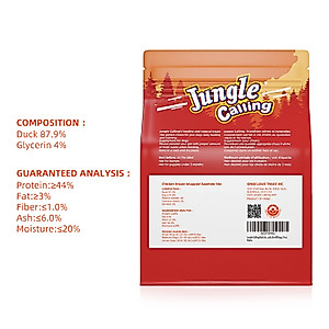 Jungle Calling Dog Treats, Duck Jerky for Dogs, Slow Roasted Snacks for Medium and Large Dogs Chewy Training Treats, 10.6 oz