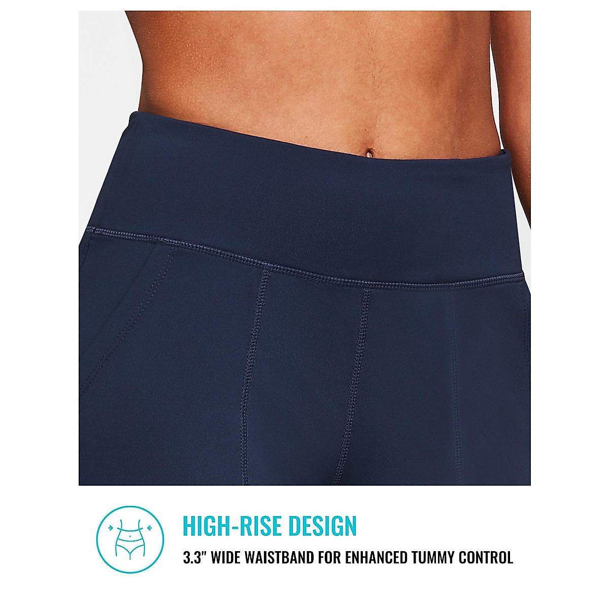 BALEAF Women's Bermuda Shorts Long Athletic Shorts High Waisted 10" for Running Walking Gym Quick Dry Navy Size L