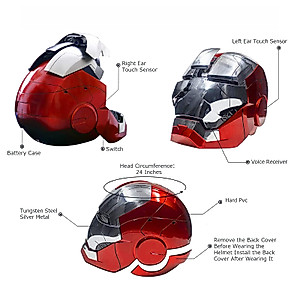 YONTYEQ Iron-man MK 5 Helmet Wearable Electronic Open/Close Iron-man Mask Kids Toys Birthday Christmas Gift (Silver)