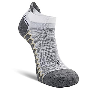 Balega Silver Compression Fit Performance No Show Athletic Running Socks for Men and Women (1 Pair), White/Grey, X-Large