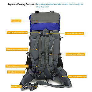 Bseash 60L Internal Frame Waterproof Hiking Camping Backpack with Rain Cover, Large Outdoor Sport Travel Daypack Rucksack