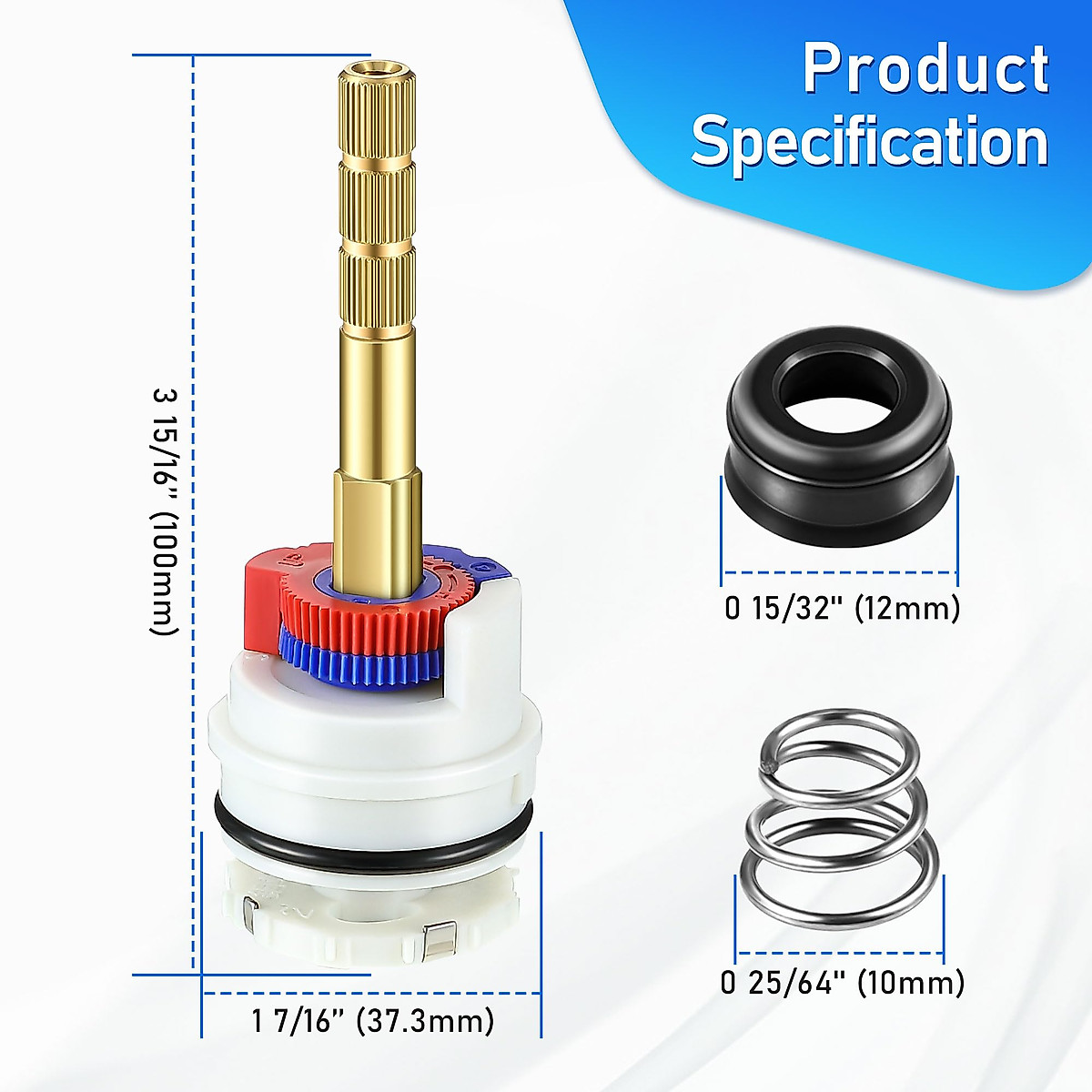 Dreyoo Round Stem Washerless Cartridge Compatible with Danze DA603567, Shower Cartridge Compatible with Glacier Bay and Pegasus Single Handle Tub/Shower Faucets with Temperature Limit Stops