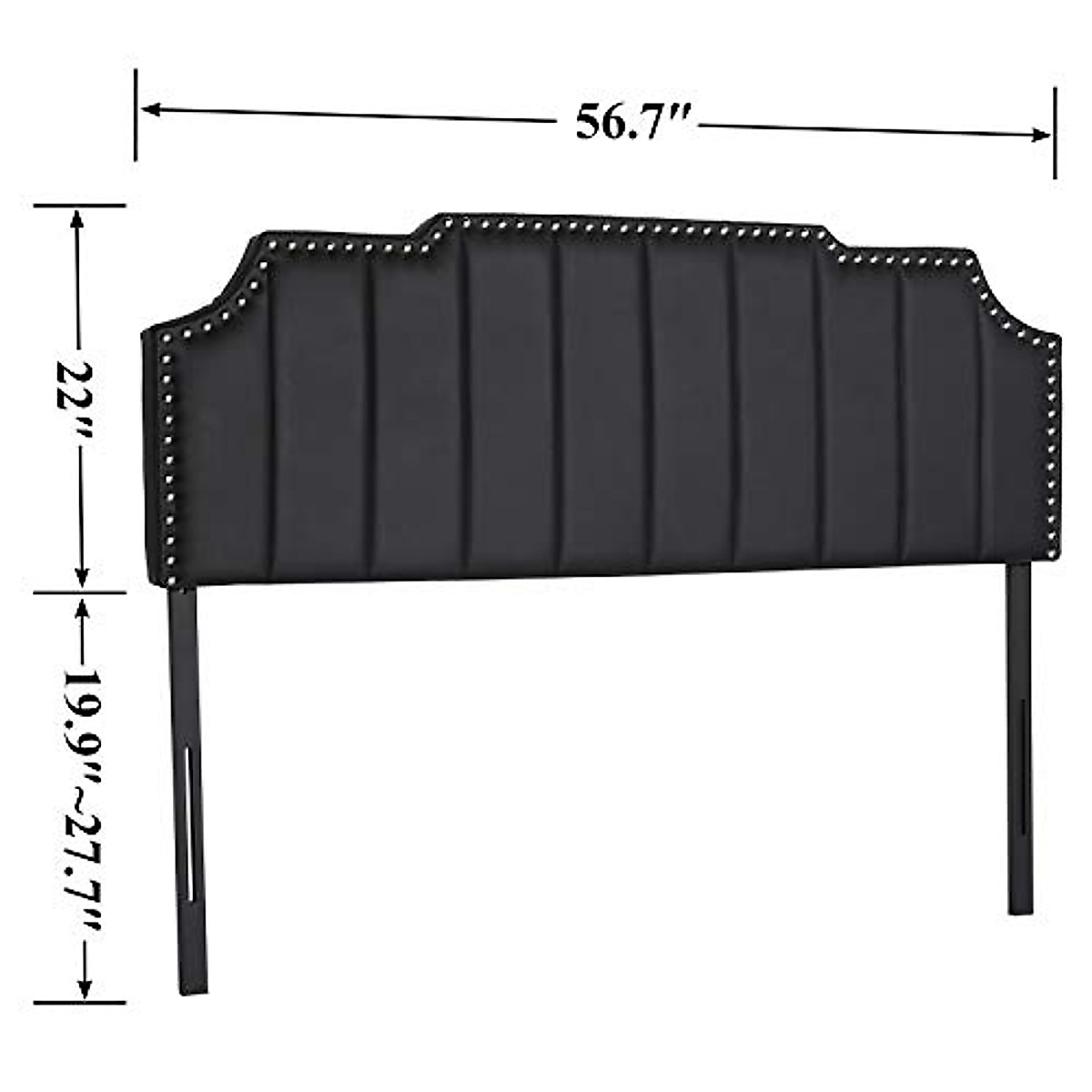 VECELO Faux Leather Upholstered Black Full Size Headboards, with Vertical Channel Tufting Bed Backboard