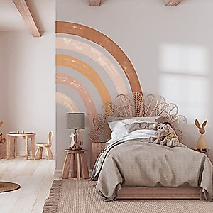 Haull 3 Pcs Large Rainbow Wall Decals Stickers Peel and Stick, Half Rainbow Boho Wall Sticker for Girls Kids Bedroom Decor Wallpaper Wall Decor for Kids Room Nursery Playroom, 78.74 x 47.24 Inch