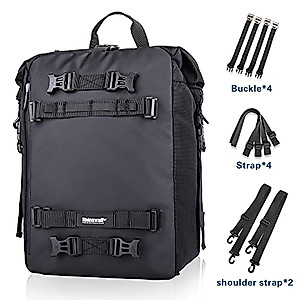 Rhinowalk Motorcycle Tail Bag 30L Waterproof Motor Pannier Bag Motor Travel Luggage Motorbike Rear Rack Trunk Storage Bag Professional Motorcycle Accessories-Black