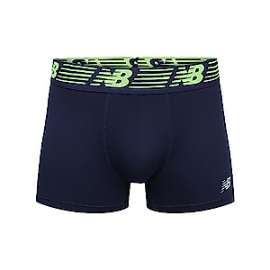 New Balance Men's 3" Boxer Brief No Fly, with Pouch, 3-Pack,Hi Lite/Steel/Vintage Indigo, Small (29"-31")