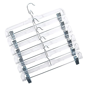 MANZOO 25Pc Pack Slack Pant Shorts Skirt Hangers with Clips Pant Hangers with Clips, Clear Color