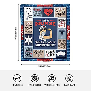 HK97 Nurse Blanket, Nurse Gifts for Women, Nurses, RN, Nursing Student, Cool Unique Nurse Practitioner Graduation Appreciation Gifts, Funny Nurse Retirement Gifts, Birthday Gifts Blankets 60"x50"