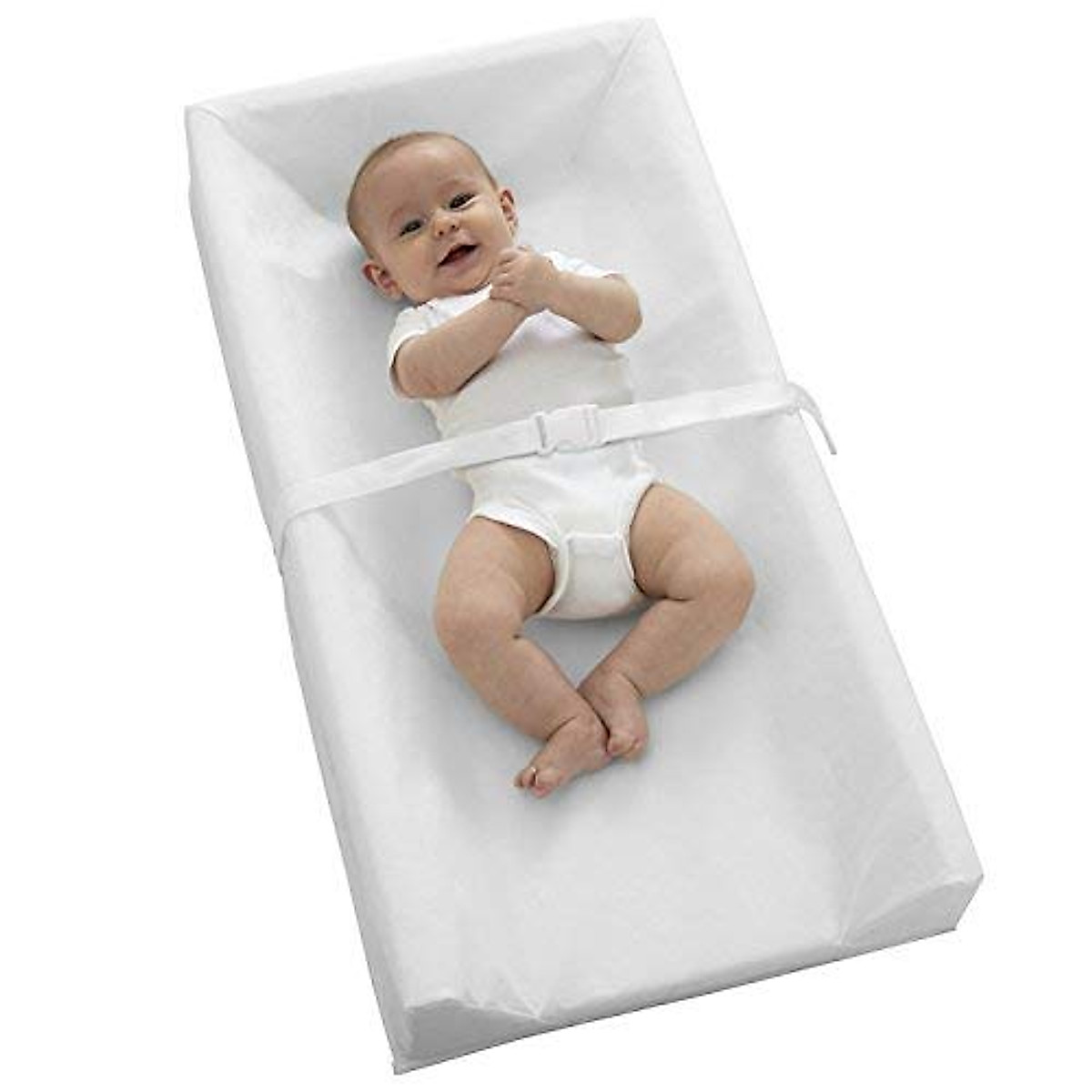 Sealy Soybean Comfort 3-Sided Waterproof Contoured Baby Diaper Changing Pad for Dresser or Changing Table - White, 32” x 16”