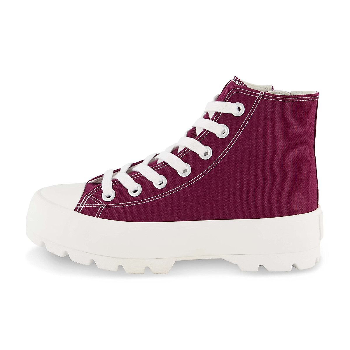 CUSHIONAIRE Women's Vespa high top Canvas Sneaker +Memory Foam and Side Zipper, Burgundy 10