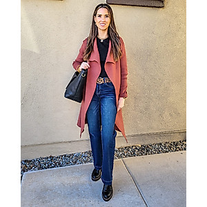 GRAPENT Plus Size Jeans, High Waisted Flare Ripped Stretch Jeans 70s Outfits, Size 12 Wide Leg Pants for Women Color Dark Blue Size 14