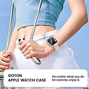 [2 in 1] Goton for Waterproof Apple Watch Screen Protector 44mm Series 6/5 / 4 / SE Case, Bling Apple Watch Cover with Tempered Glass Screen Protector, Front & Back Bumper for iWatch 6 5 4 SE 44mm