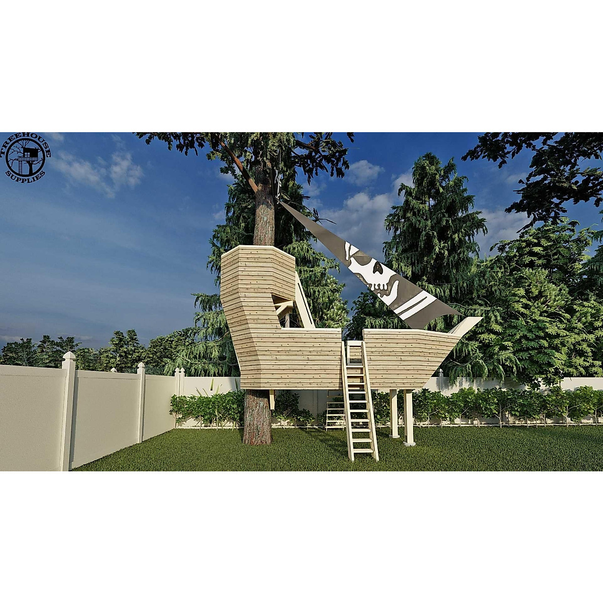 The Pirate Ship © 1 Tree 2 Post Treehouse Plan