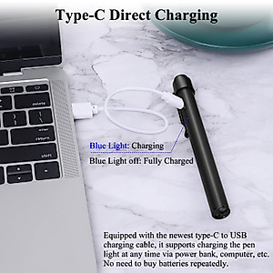 CAVN Rechargeable Pen Light with Pupil Gauge LED Penlights for Nurses Doctors, Warm/White Light, USB Rechargeable Medical Penlight Gifts for Nurses Nursing Student (Black)