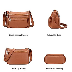 Over Earth Crossbody Bag for Women Soft Leather Purses and Handbags Multi Pockets Messenger Bag
