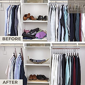 MORALVE Space Saving Hangers for Closet Organizer - 4 Pack Wood Shirt Organizer for Closet Space Saver Hangers for Clothes - Closet Clothes Hanger Organizer Stacker Space Saving Collapsible Hangers