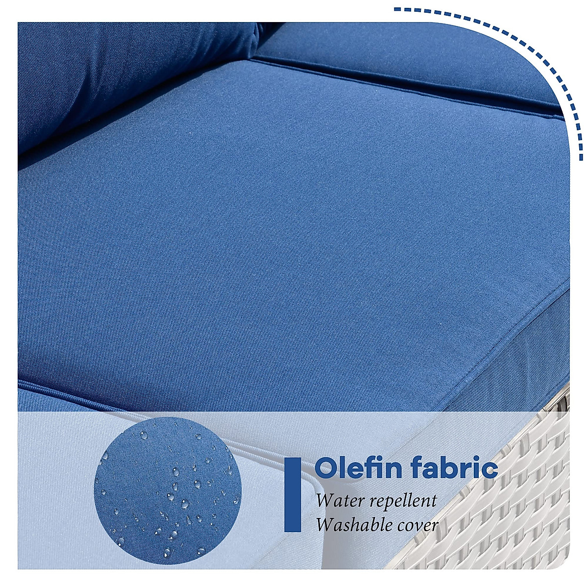 HOOOWOOO 10 Piece Patio Sectional Furniture Set with Swivel Rocking Chairs,Modern Wicker Outdoor Conversation Sofa Sets,Weather Resistant Modular L Shaped Outside Couch Set(Navy Blue)