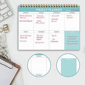 Weekly Planner Notepad - 7" x 10" Weekly Pad Organizers Habit Tracker Journal for Man & Women, 52 Sheets, 100gsm Paper, Undated Weekly To Do List Notepad with Your Life, Teal