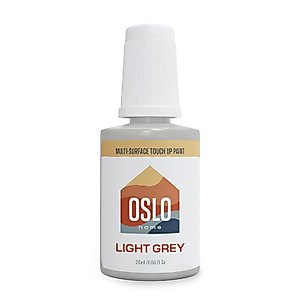 Oslo Home Touch Up Paint, 20ml Light Grey Matte, Made in USA, w/brush in bottle, quick drying, self-priming, for rental and home repairs, walls, trim, kitchen cabinets, furniture, and more