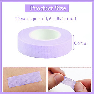 6 Rolls Lash Extension Under Eye Tape EBANKU Breathable Fabric Eyelash Tape Micropore Adhesive Tape for Eyelashes Extension Supply Individual Eye Lashes Tools (Purple)