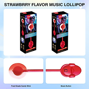 Music Lollipop Suckers,AMOS Audio Lollipop Sugar Free, Singing Lollipop Individually Wrapped, Novelty Gift for Mothers Day (Strawberry, Pack of 1)
