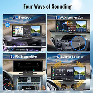 Spedal 860 Wireless Apple CarPlay & Android Auto with 4K Dash Cam, 1080P Backup Camera- 9.3" HD Touch Car Play Screen, GPS Navigation for Car, Portable Car Stereo with Bluetooth, FM/AUX, 64G TF Card