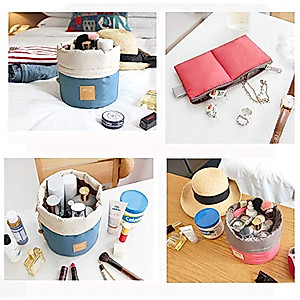 UpOne Barrel Makeup Bags, Travel Large Capacity Waterproof Portable Fashion Drawstring Cosmetic Toiletry Bag(Bag Only), Pack of 2 (Flower + Cactus)