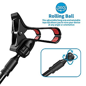 Gooseneck Cell Phone Holder Bed, Lazy Bracket, Universal Mobile Phone Clip Stand, Flexible Long Arm Rotating Mount for for Bed, Office, Kitchen, iPhone, pad, Watching Movies