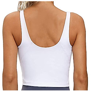 Women’s Longline Sports Bra Wirefree Padded Medium Support Yoga Bras Gym Running Workout Tank Tops (White, Small)