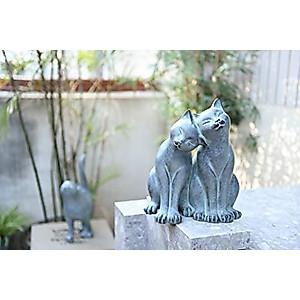 Newman House Studio Garden-Statues Cats Kitten-Couple Figurines Decor - Polyresin Sculpture for Outside Farmhouse Yard, 8.9 * 8.3 * 10.9 Inch