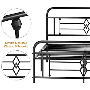 Bigbiglife Classic Metal Bed Frame with Headboard and Footboard, Sturdy Platform Bed Frame with Steel Slat Support/Under Bed Storage/No Box Spring Needed, Black, Full Size